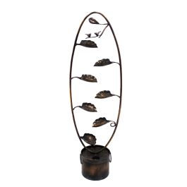 Aqua Creations Metal Birds on Leaves Modern Metal Water Feature