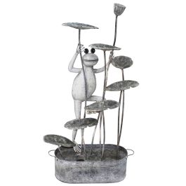Aqua Creations Metal Frog on Lily Pads Modern Metal Water Feature