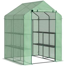 Outsunny Lean to Greenhouses with Shelves Polytunnel Steeple Green ...