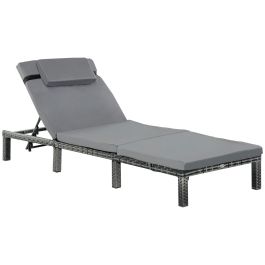 Outsunny Garden Outdoor Rattan Furniture Patio Sun Lounger Recliner ...
