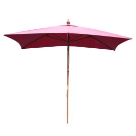 OutdoorlivingUK 3x2 m Wooden Garden Parasol-Wine Red