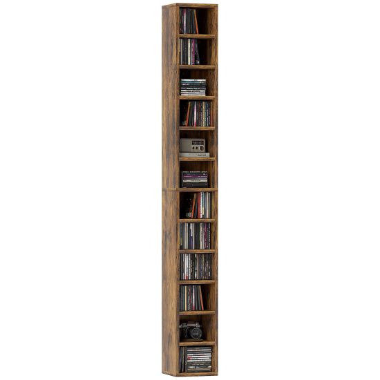 HOMCOM 204 CD Tall Narrow Media Storage Tower Rustic Brown
