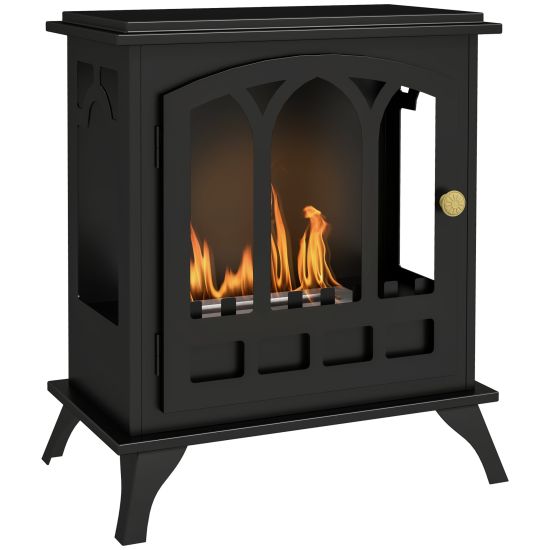 HOMCOM Ethanol Fireplace Stove, Freestanding Bioethanol Fire, Indoor ...