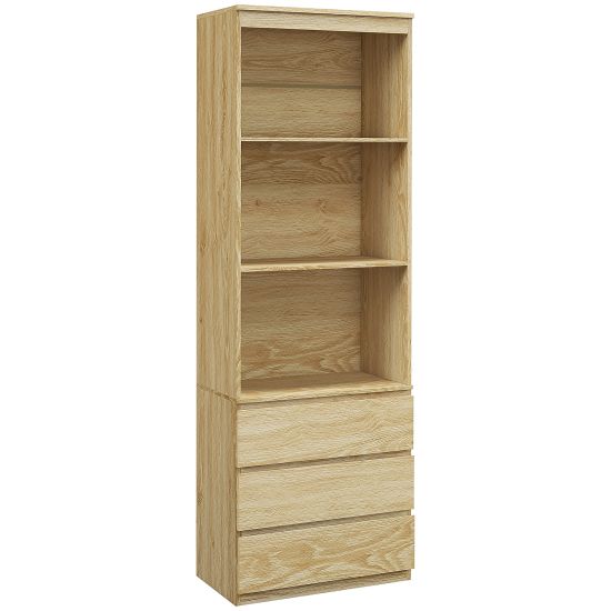 HOMCOM 180cm Tall Bookcase, with Shelves and Drawers Wood Effect